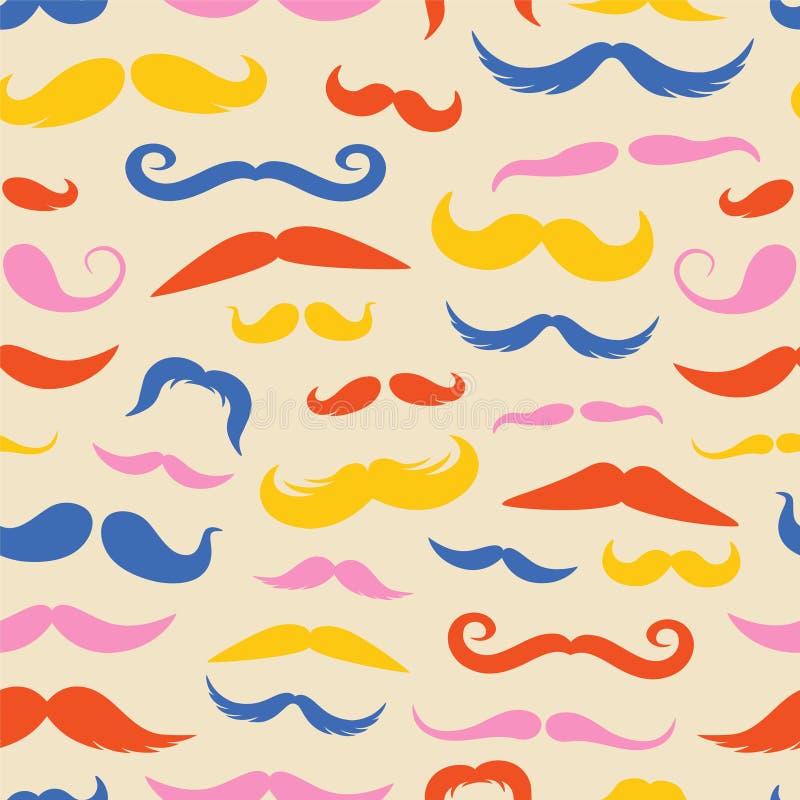 Moustache Pattern. Seamless Print with Different Retro Style Moustache ...
