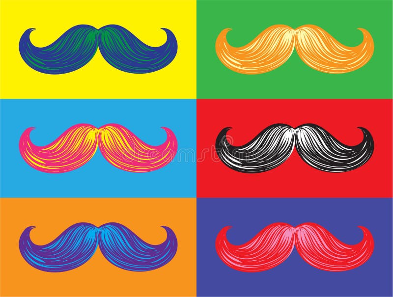 Moustaches in Colours stock illustration. Illustration of andy - 141608537