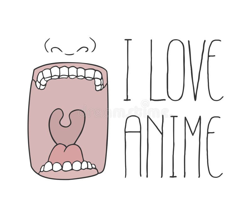 Mouth and I Love Anime Message Stock Vector - Illustration of ...