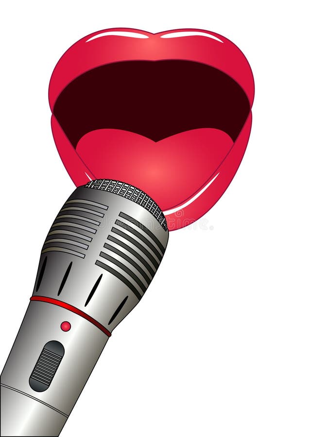 Mouth and microphone stock illustration. Illustration of voice - 307036813