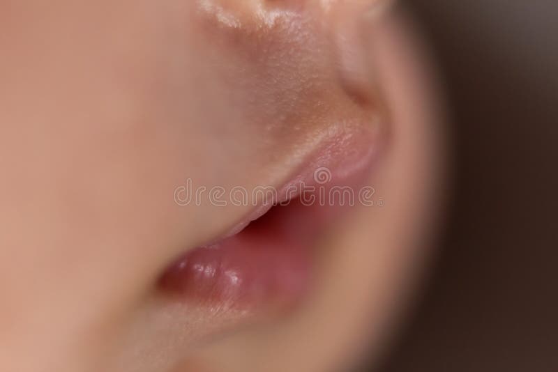 Mouth of a Newborn Small Plump Lips Macro Stock Photo - Image of ...