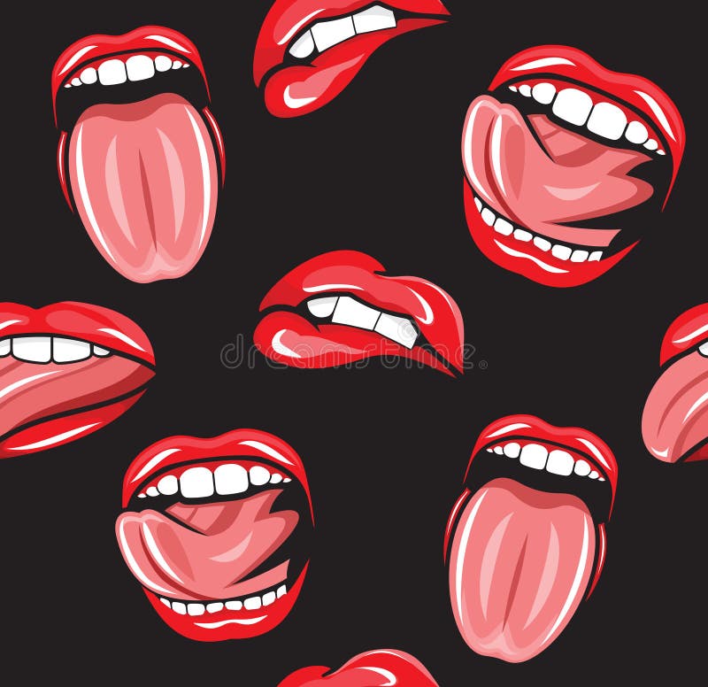 Mouth Pop Art Vector Seamless Pattern Stock Vector - Illustration of ...