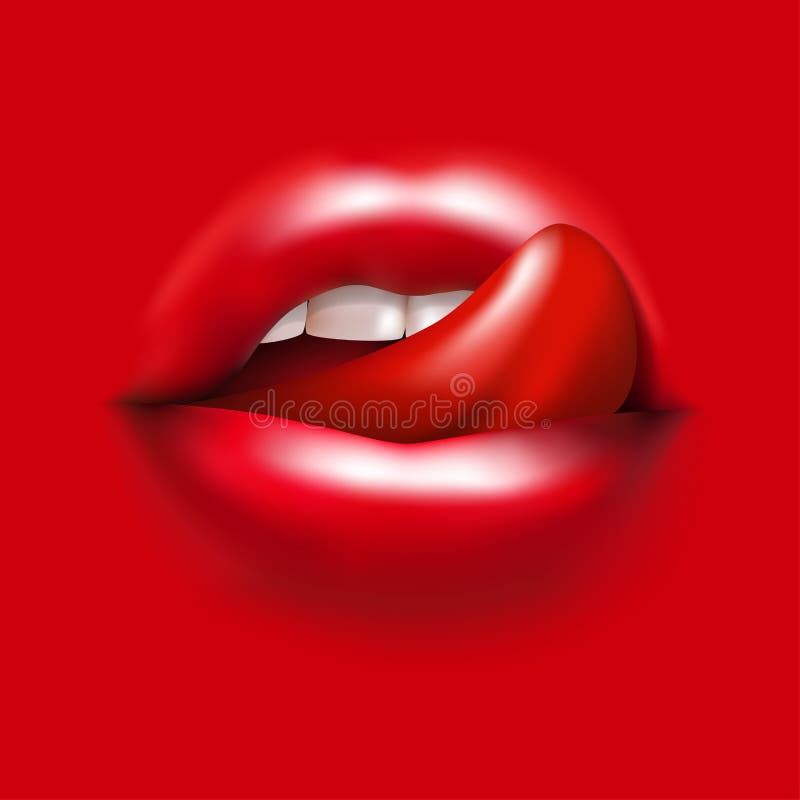 Red Lips with Tongue - Female Stock Vector - Illustration of mouth ...