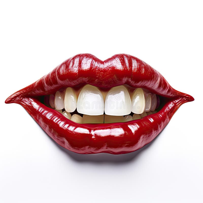 A mouth with red lipstick stock photo. Illustration of lipstick - 280993670
