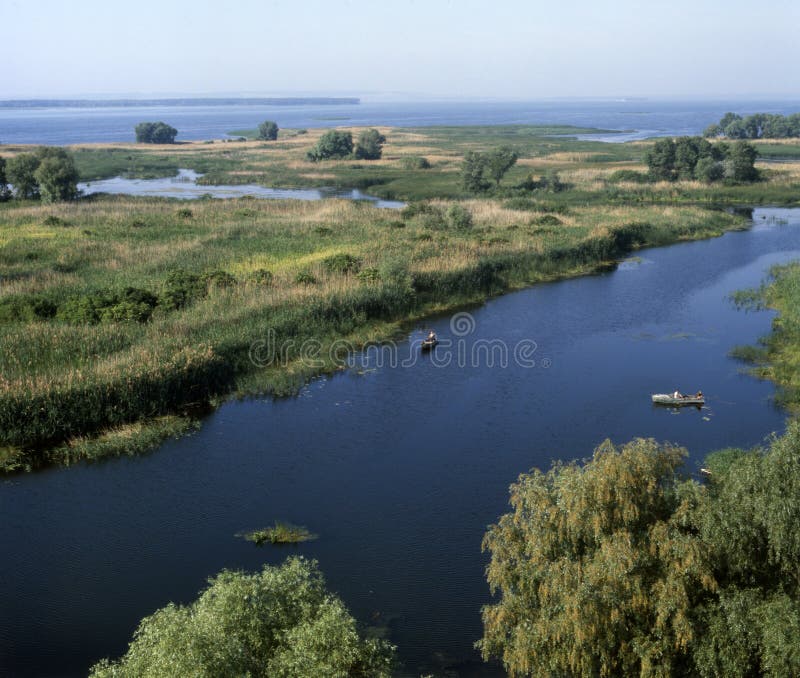 Mouth of the Vorskla river stock photo. Image of floodplain - 10753416