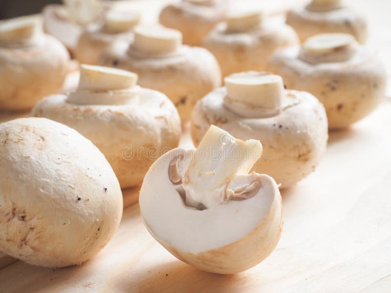 Mouth-watering Mushrooms. Mushrooms Cut in Half. Stock Photo - Image of ...