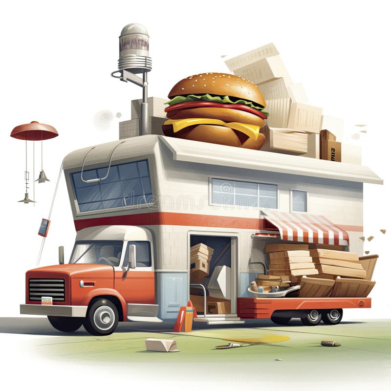 A Mouthwatering Burger Perched on a Truck Bed Stock Illustration ... A Mouthwatering Burger Perched on a Truck Bed Stock Illustration ...