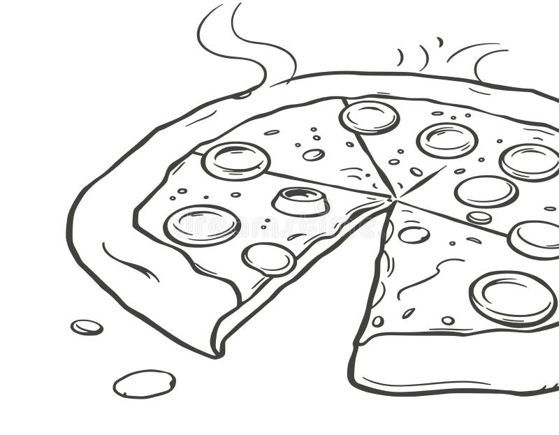 Mouthwatering Cheese Pull Pizza Coloring Page Stock Illustration ...