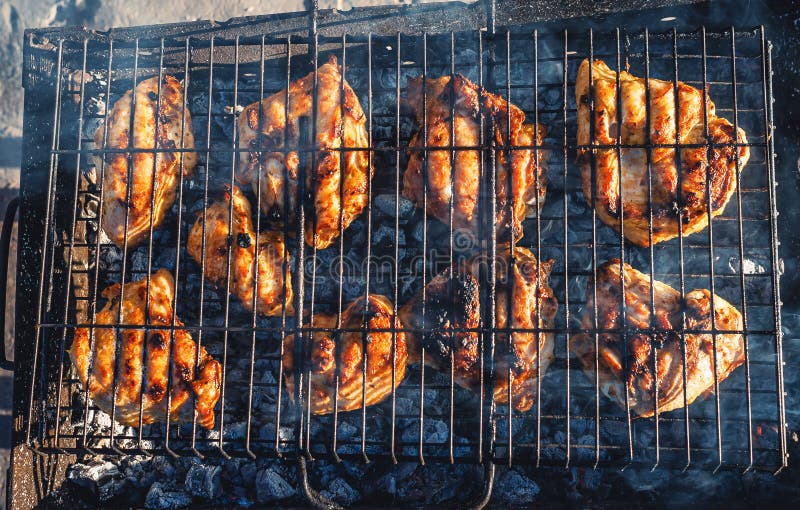 Mouthwatering Chicken Drumsticks Roasting on an Open Flame, Culinary ...
