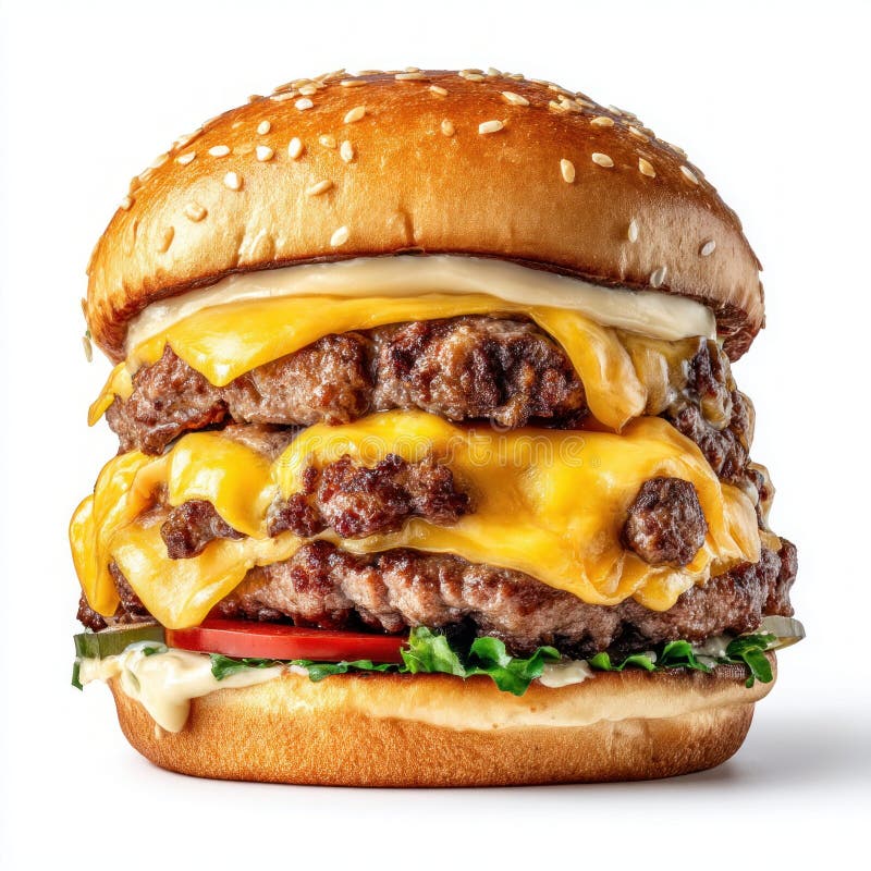 A Mouthwatering, Double Cheeseburger with Layers of Beef, Cheese, and ...