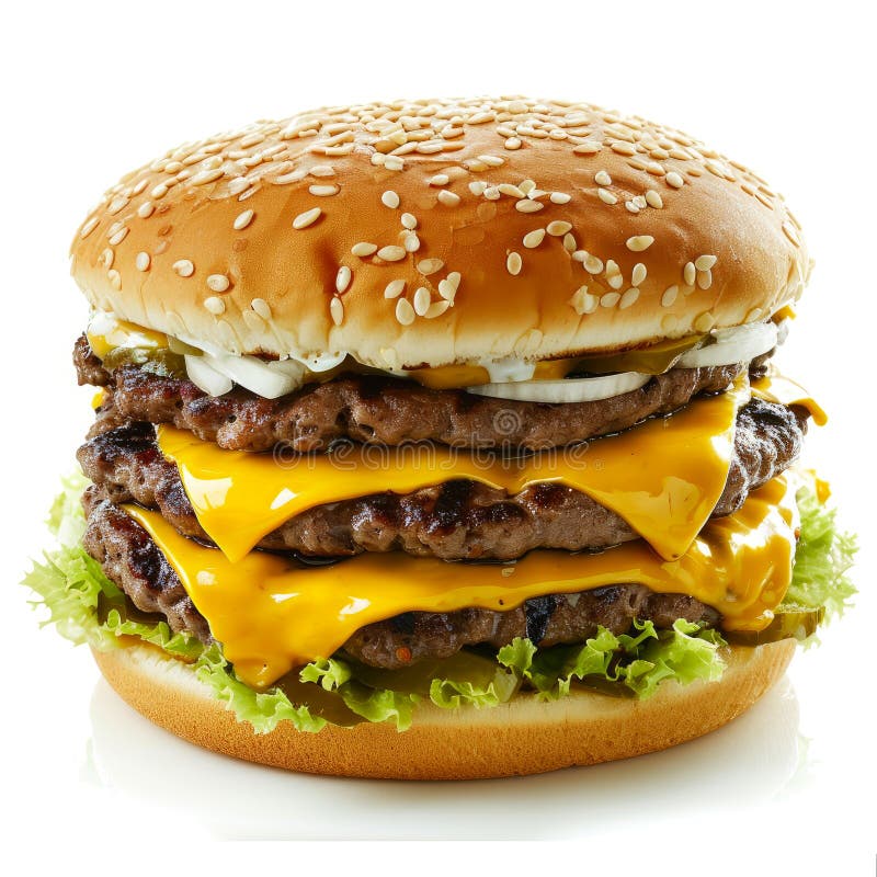Mouthwatering Double Cheeseburger on White. Stock Illustration ...