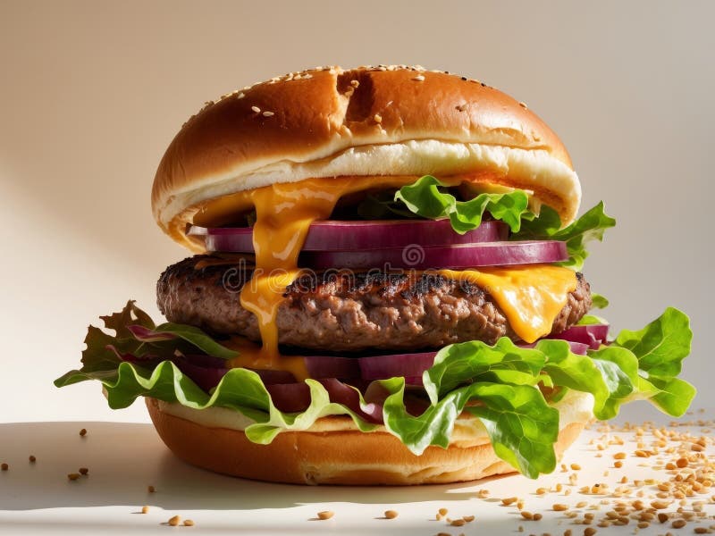 Mouthwatering Gourmet Burger with Colors and Textures Stock Image ...