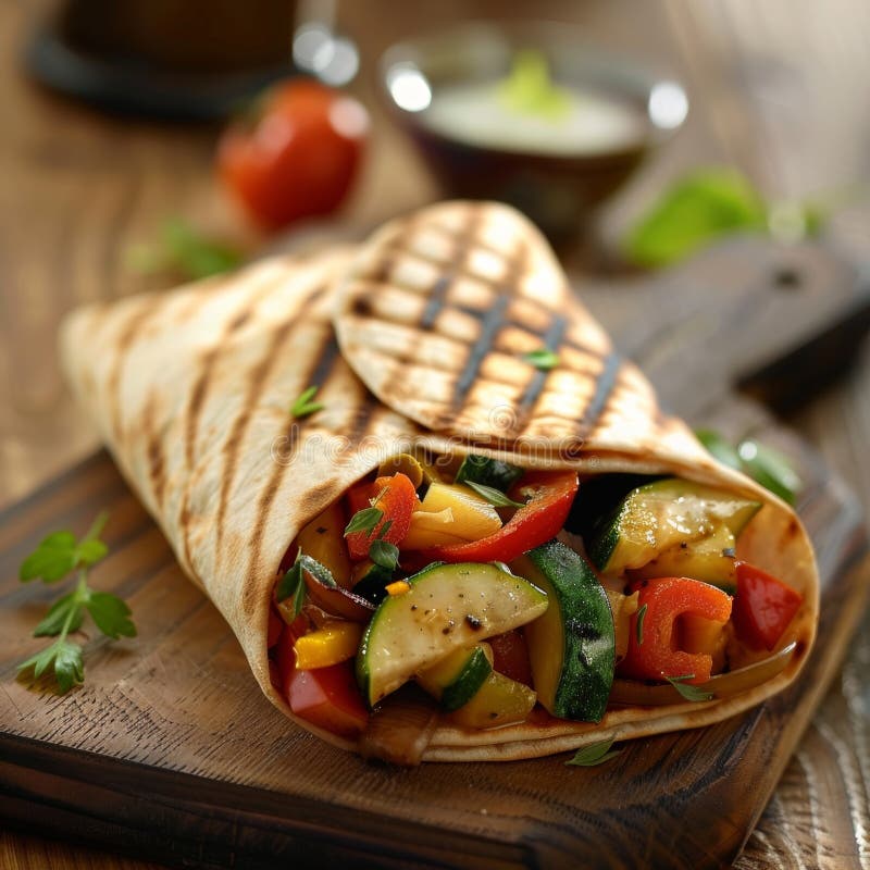 A Mouthwatering Grilled Veggie Wrap Packed with Seasonal Vegetables and ...