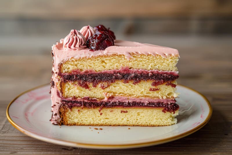 Delicious Cake on Plate on Table Stock Photo - Image of plate ...