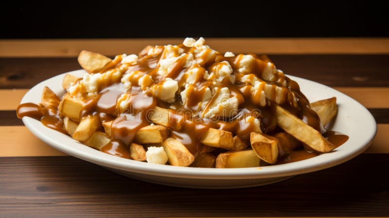 Mouthwatering Poutine with Cheese Curds and Gravy Stock Illustration ...