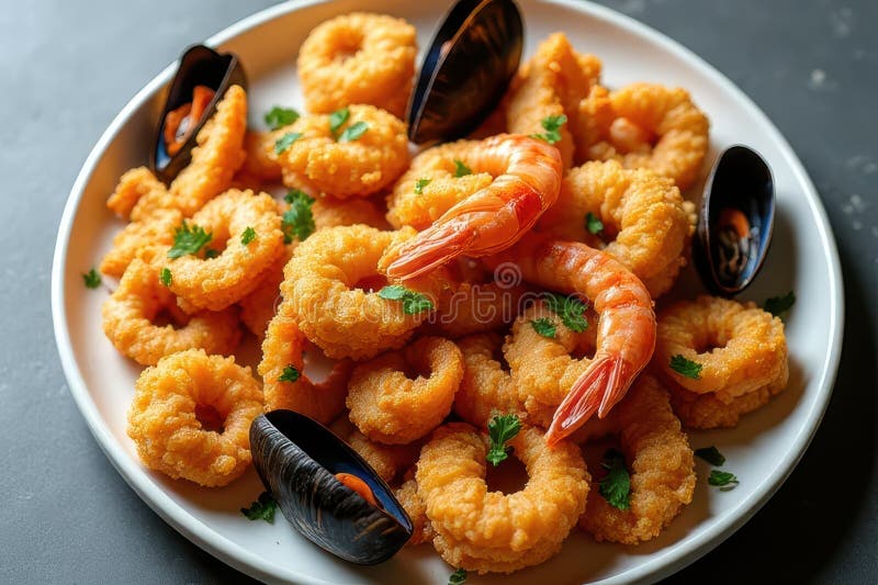 Mouthwatering Seafood Fritto Misto Dish Stock Image - Image of array ...