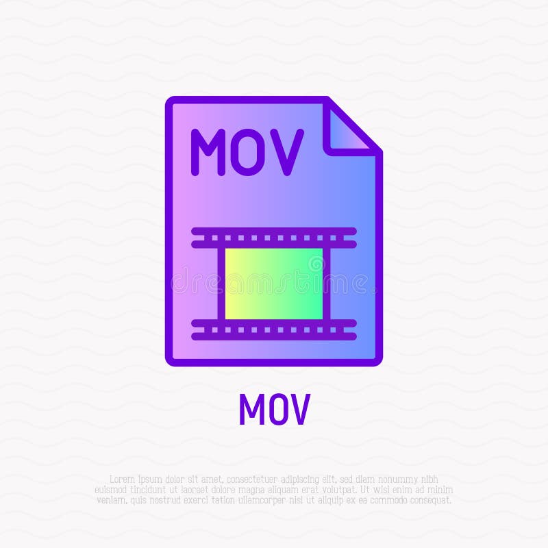 MOV File Format Thin Line Icon. Modern Vector Illustration Stock Vector ...