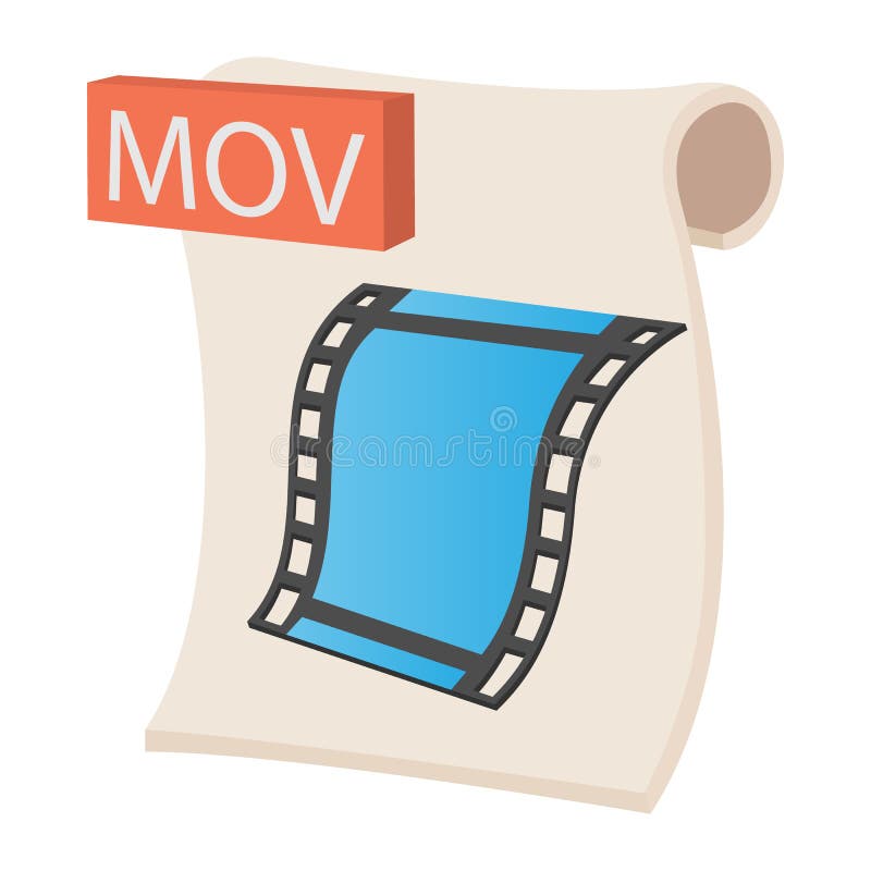 MOV icon, cartoon style stock vector. Illustration of graphic - 79432921