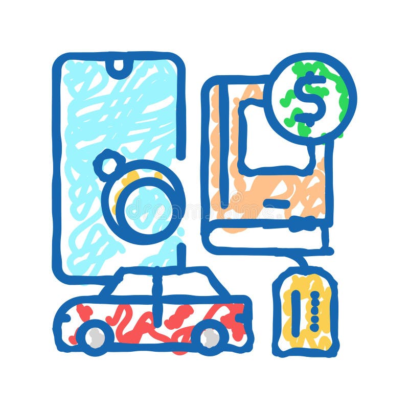 Movable Assets Icon Doodle Illustration Stock Illustration ...