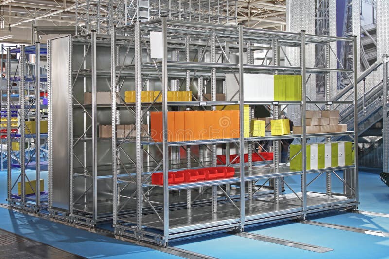Movable Shelving Storage System Stock Image - Image of shelving ...