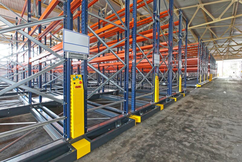 Movable Shelving Warehouse stock image. Image of shelving - 204965001