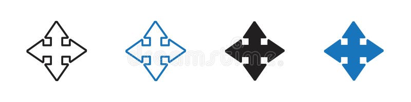 Move Arrow Icon Linear Graphics Set Vector in Black Stock Illustration ...