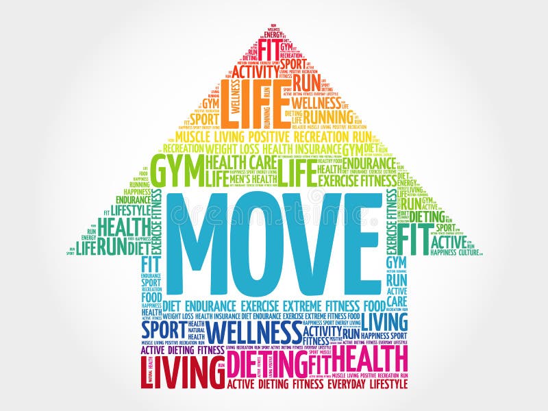 MOVE arrow word cloud stock illustration. Illustration of care - 199372208