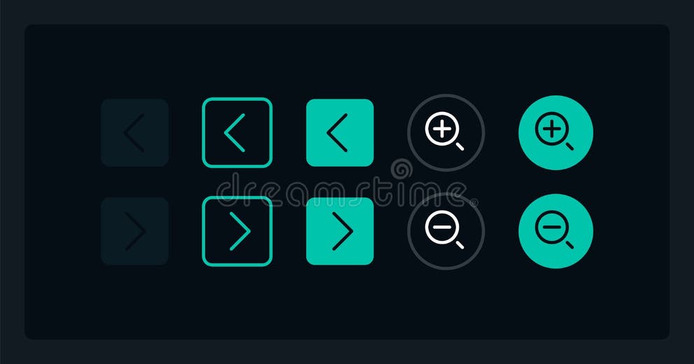 Move Arrow and Zoom Buttons UI Elements Kit Stock Vector - Illustration of website, next: 264689527