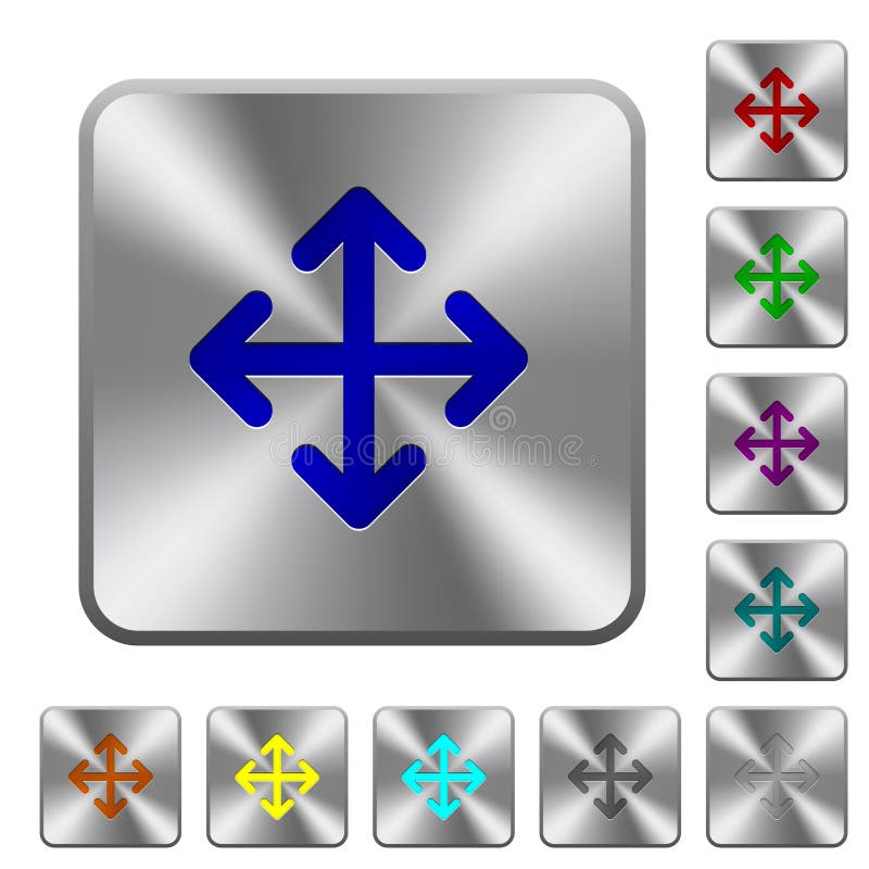 Move Arrows Rounded Square Steel Buttons Stock Vector - Illustration of buttons, directions ...
