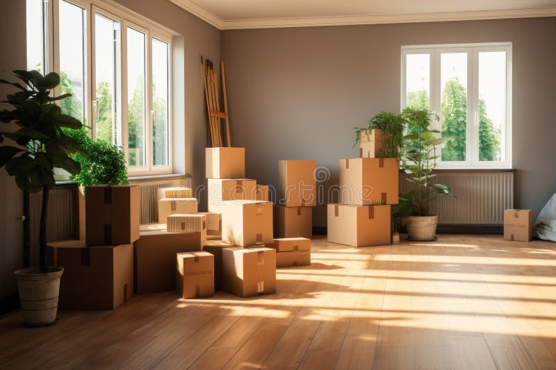 Move Cardboard Boxes and Cleaning Things for Moving into a New Home ...