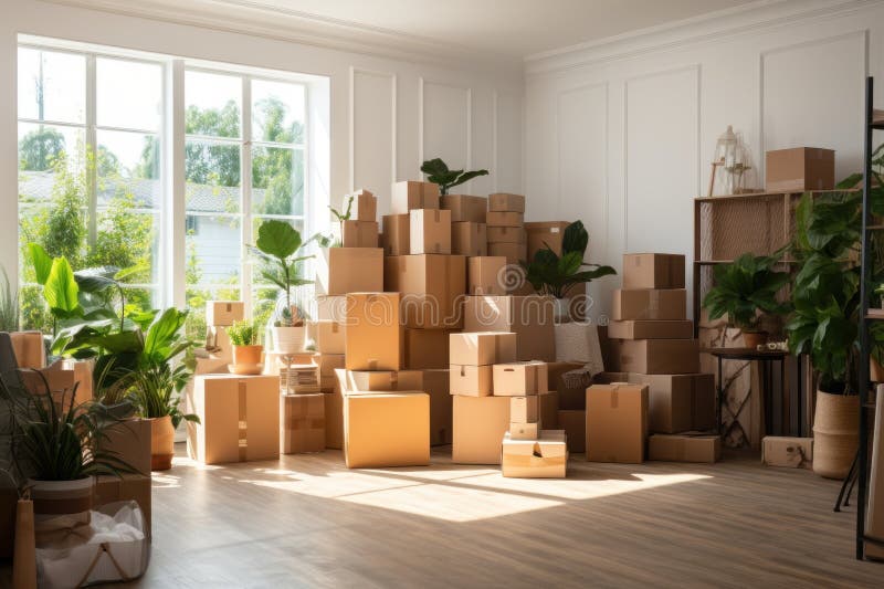 Move Cardboard Boxes and Cleaning Things for Moving into a New Home ...