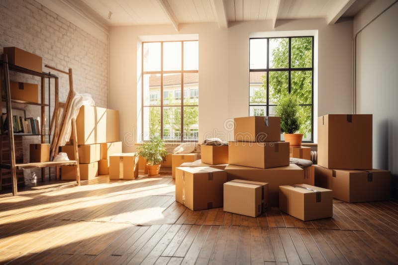 Move Cardboard Boxes and Cleaning Things for Moving into a New Home ...