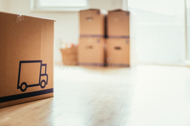Move. Cardboard, Boxes for Moving into a New, Clean and Bright Home ...