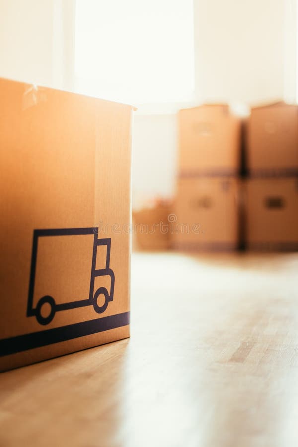 Move. Cardboard, Boxes for Moving into a New, Clean and Bright Home ...