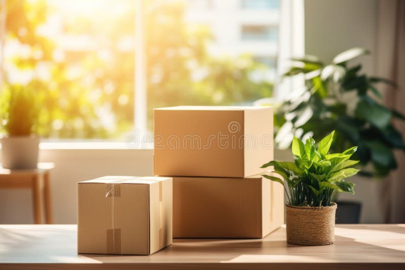 Move Concept. Cardboard Boxes and Cleaning Things for Moving into a New ...