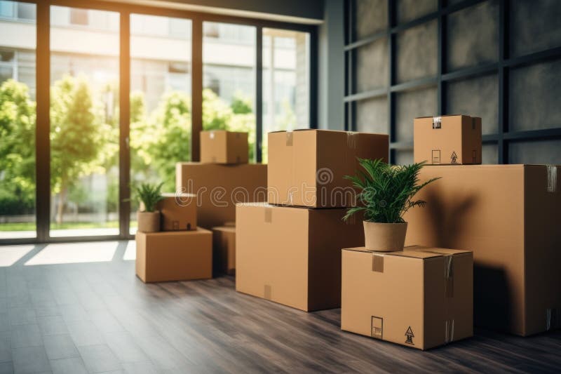 Move Concept. Cardboard Boxes and Cleaning Things for Moving into a New ...