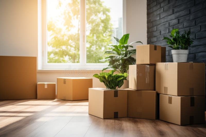 Move Concept. Cardboard Boxes and Cleaning Things for Moving into a New ...