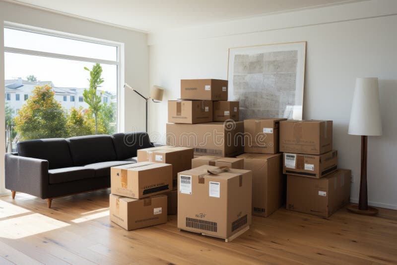 Move Concept. Cardboard Boxes and Cleaning Things for Moving into a New ...