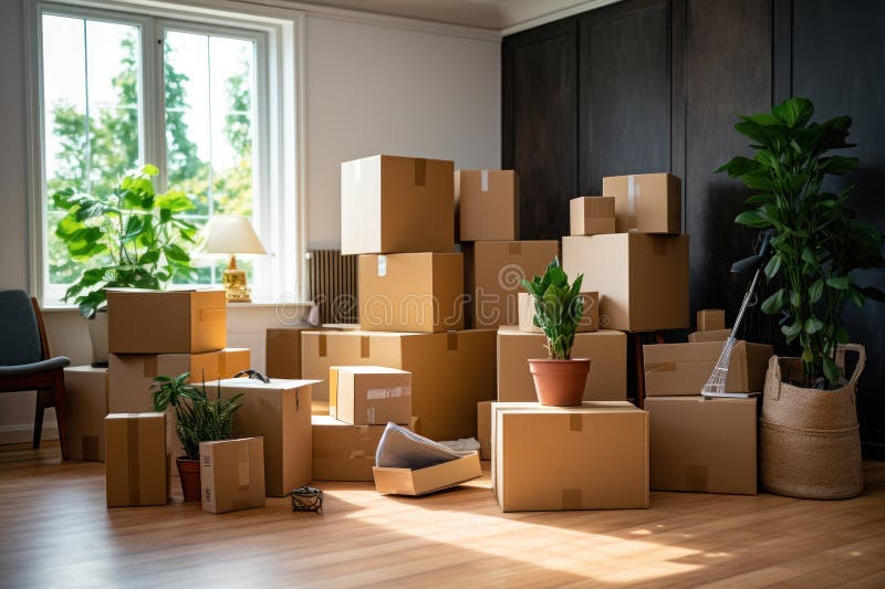Move Concept. Cardboard Boxes and Cleaning Things for Moving into a New ...