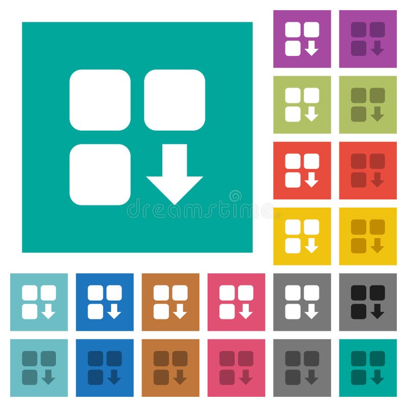 Move Down Component Square Flat Multi Colored Icons Stock Vector ...