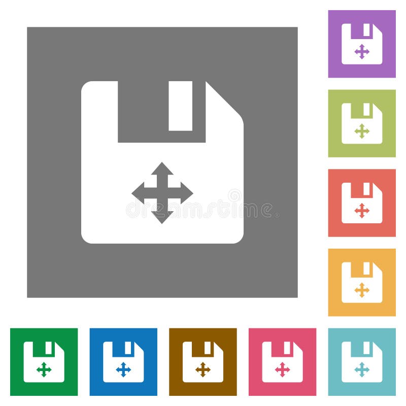 Move File Square Flat Icons Stock Vector - Illustration of move ...