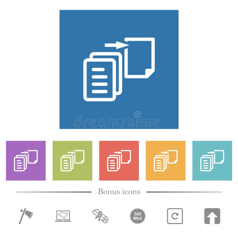 Move File Flat White Icons in Square Backgrounds Stock Vector ...