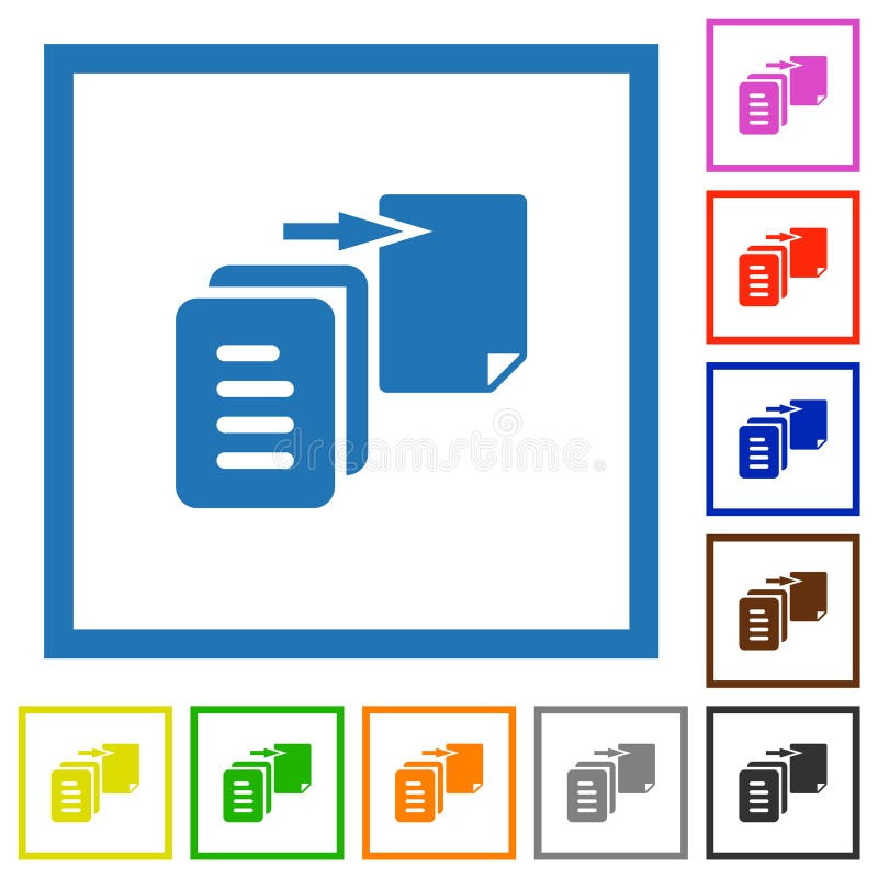 Move File Solid Flat Framed Icons Stock Illustration - Illustration of ...