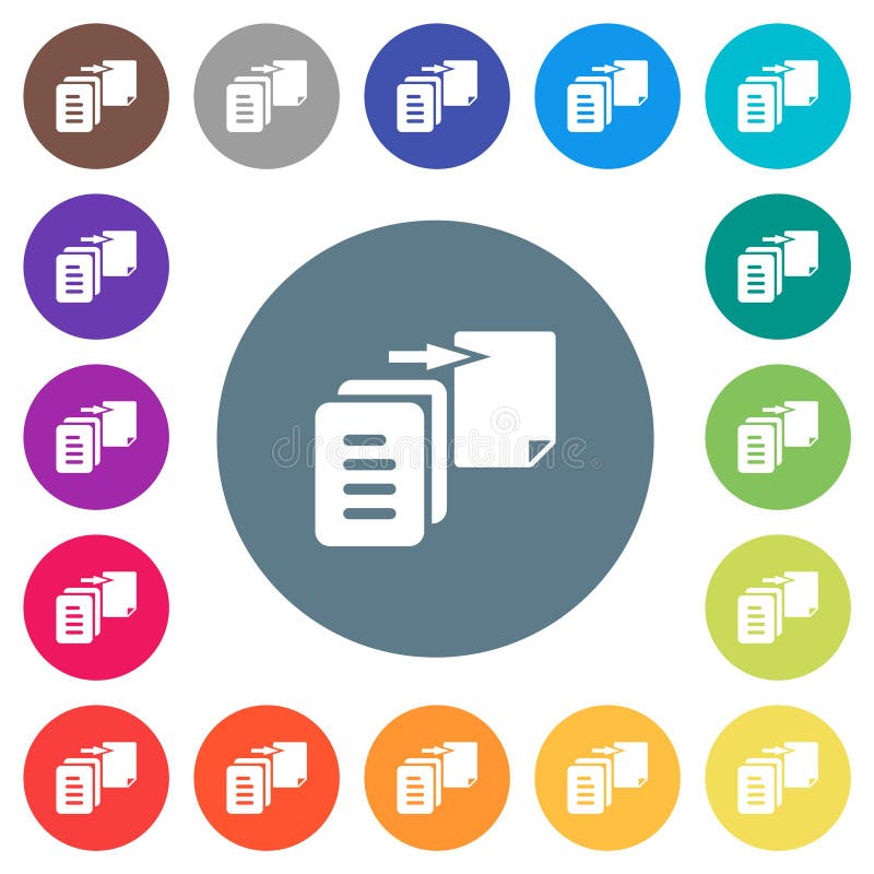 Move File Solid Flat White Icons on Round Color Backgrounds Stock ...