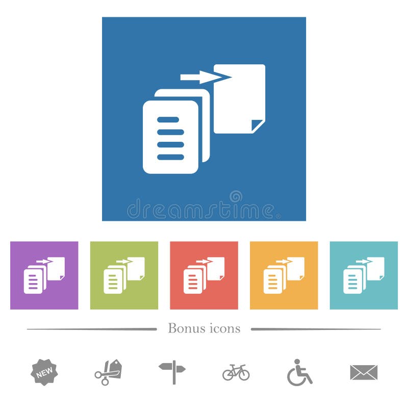 Move File Solid Flat White Icons in Square Backgrounds Stock Vector ...