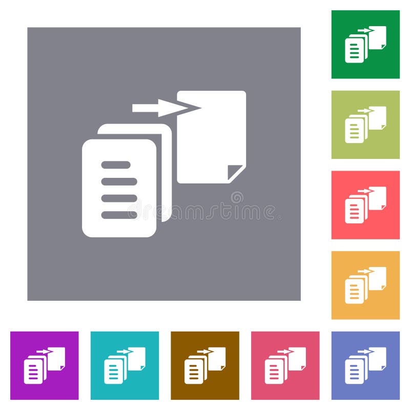 Move File Solid Square Flat Icons Stock Vector - Illustration of ...