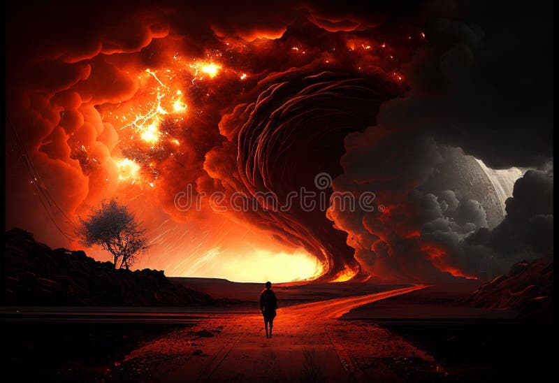 Move Forward through Fire and Weather. AI Generated Stock Illustration ...