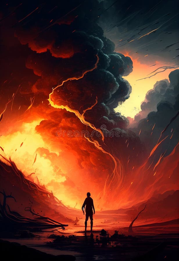 Move Forward through Fire and Weather. AI Generated Stock Illustration ...