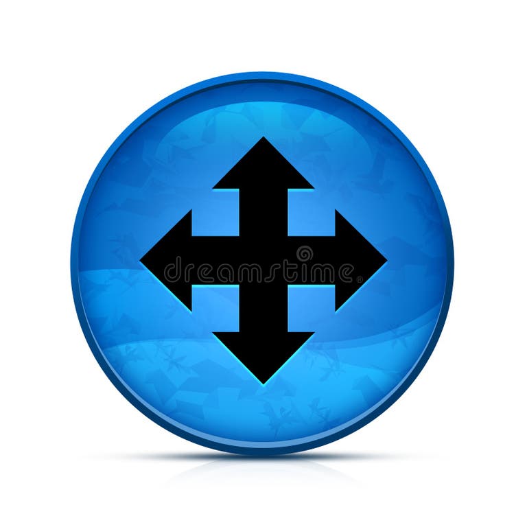 Move Icon on Classy Splash Blue Round Button Illustration Stock ...