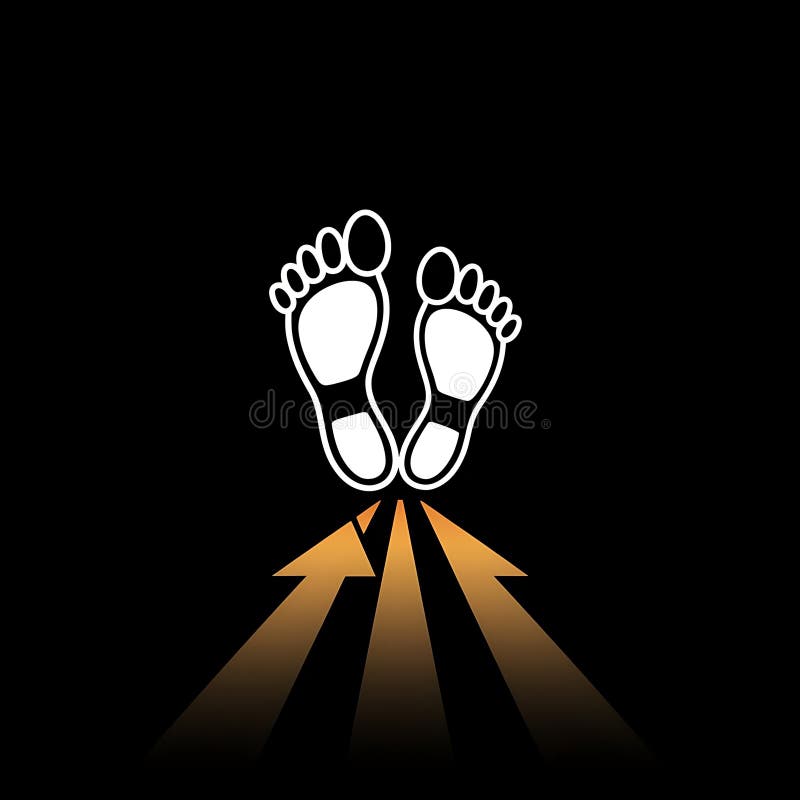 Move with Intention Footprints with Arrow Path Behind, with Thick White ...